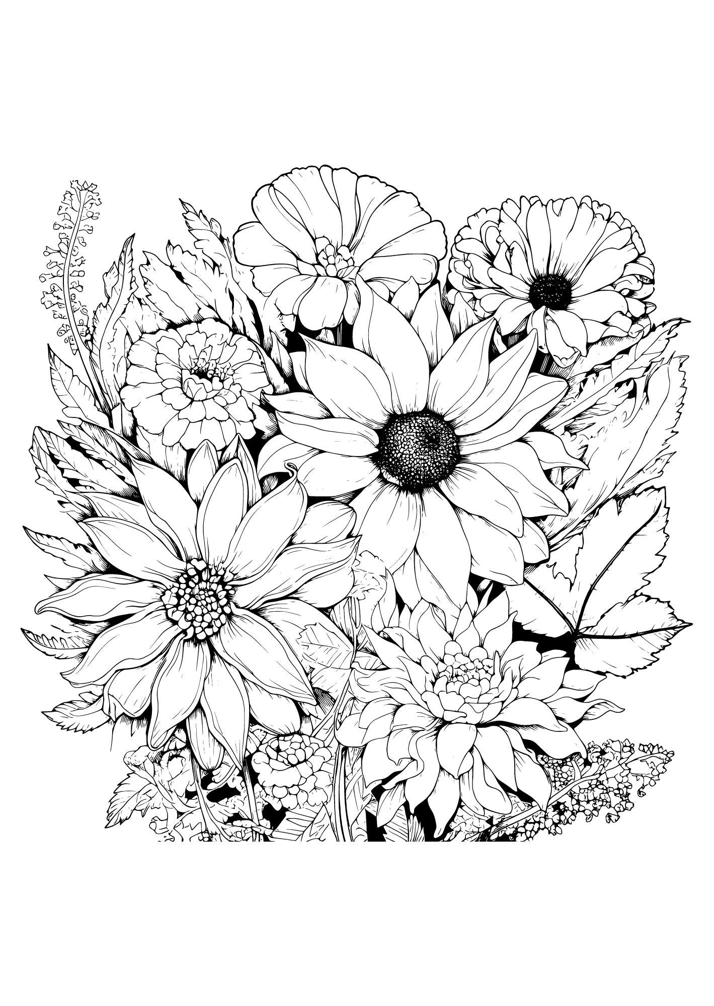 Flowers Coloring Pages 40 Templates - Etsy