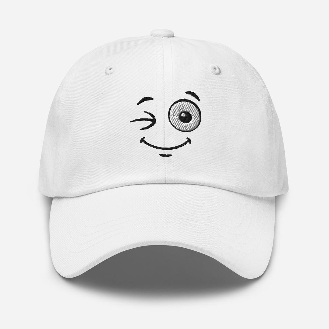 Cartoon Winking Face Hat – Cute Embroidered Cap for Teens & Adults, Fun ...