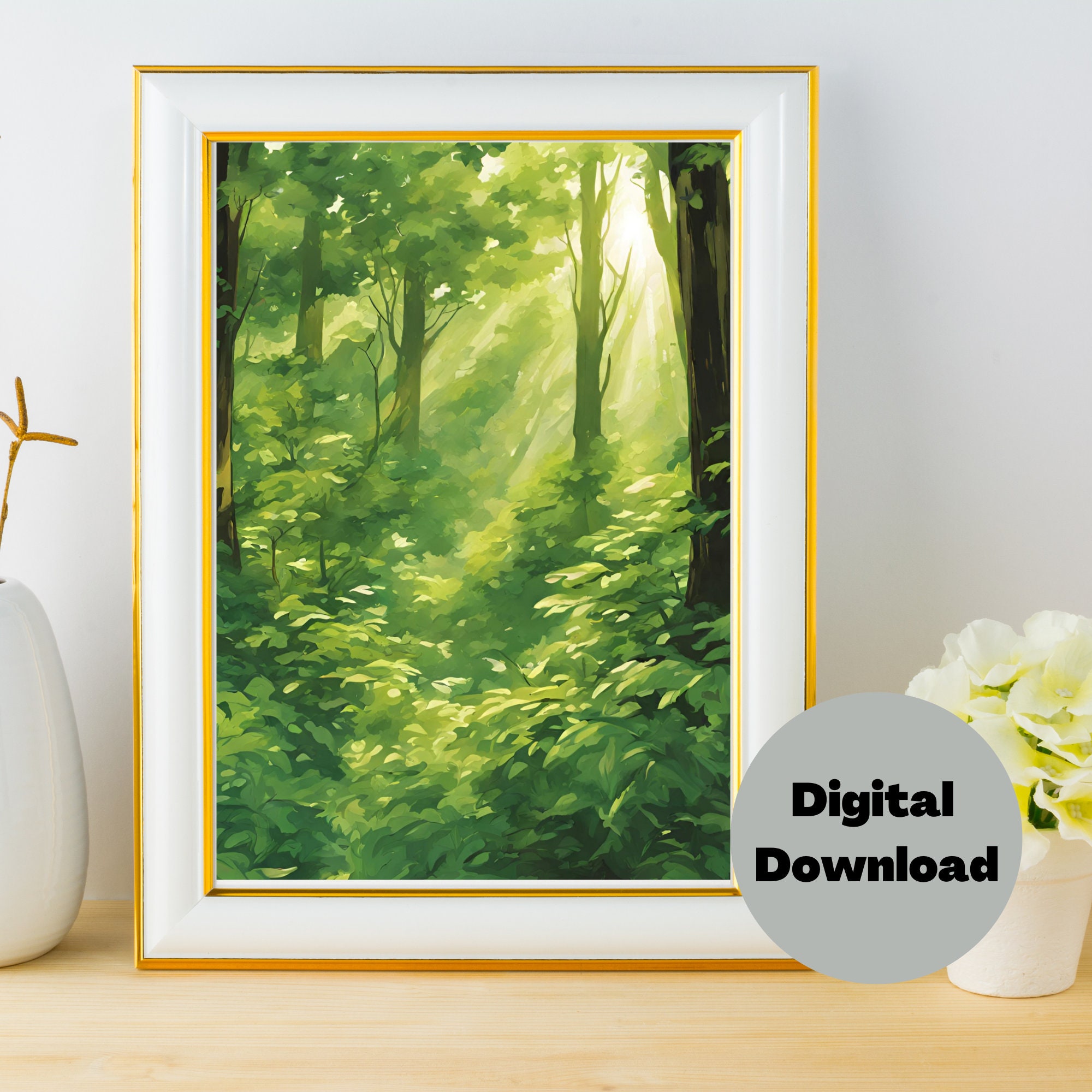 Lush Forest Art Print, Green Nature Wall Decor, Botanical Print, Forest ...