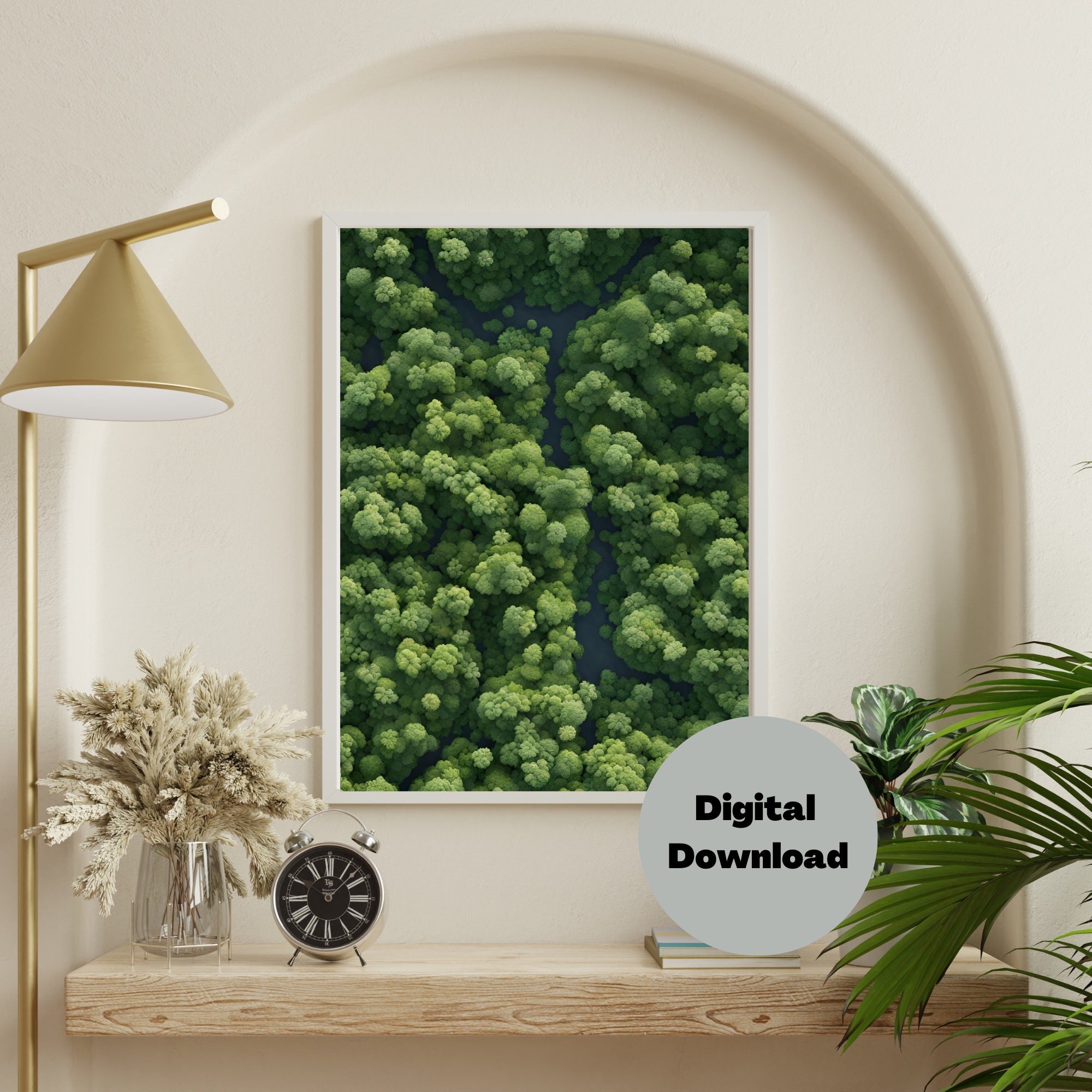 Lush Forest Art Print, Green Nature Wall Decor, Botanical Print, Forest ...