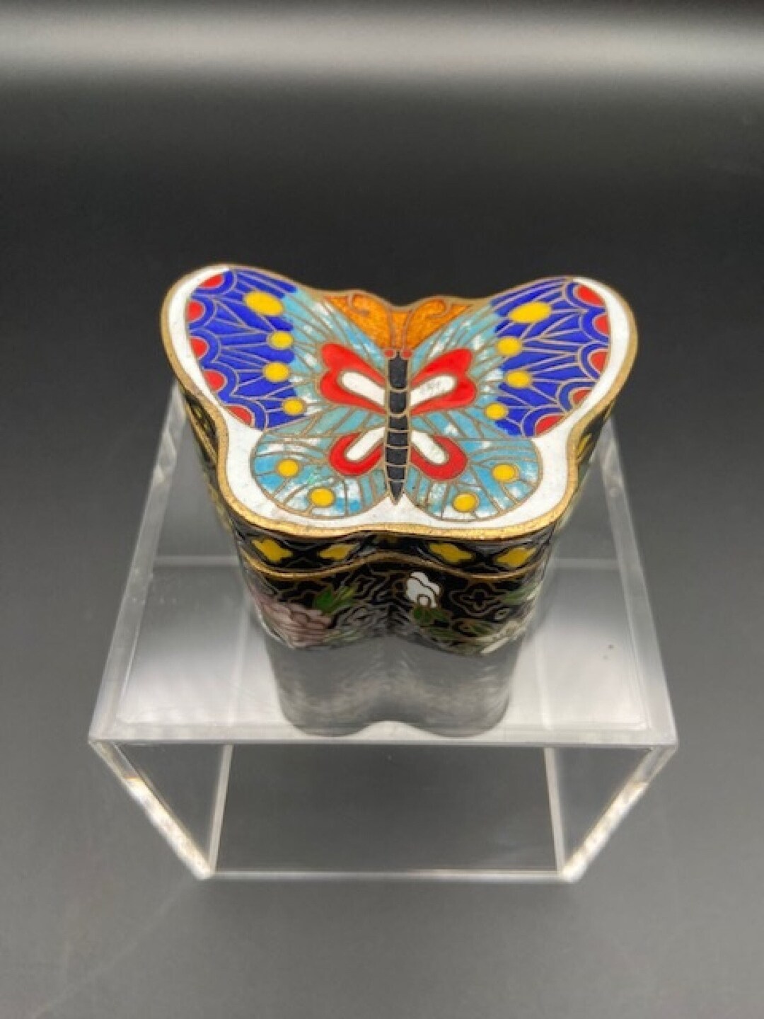 Vintage Cloisonne Enameled Butterfly Pill Box - Etsy