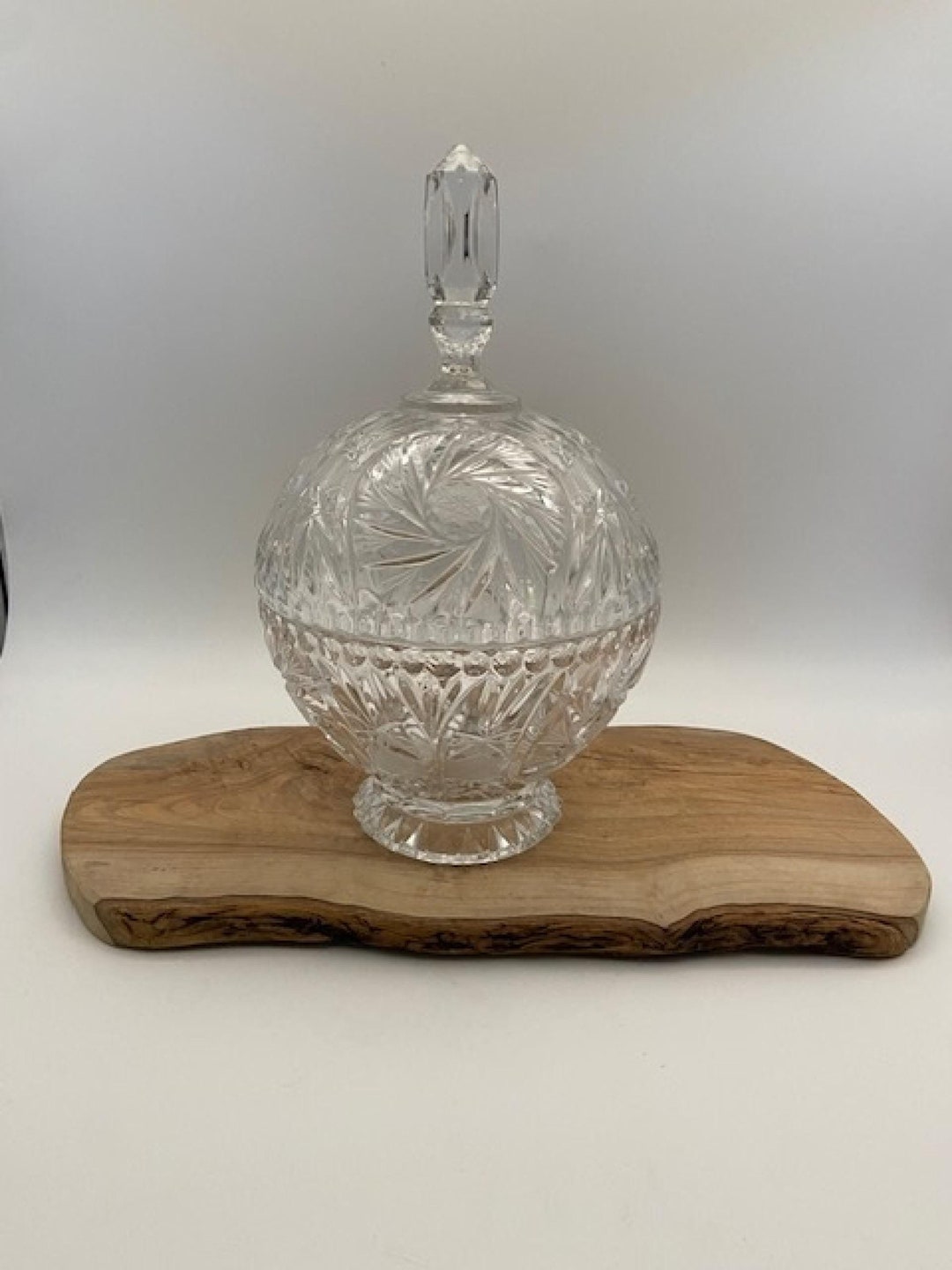 Vintage Polonia Crystal Pinwheel Orb Candy Dish With Large Finial on ...