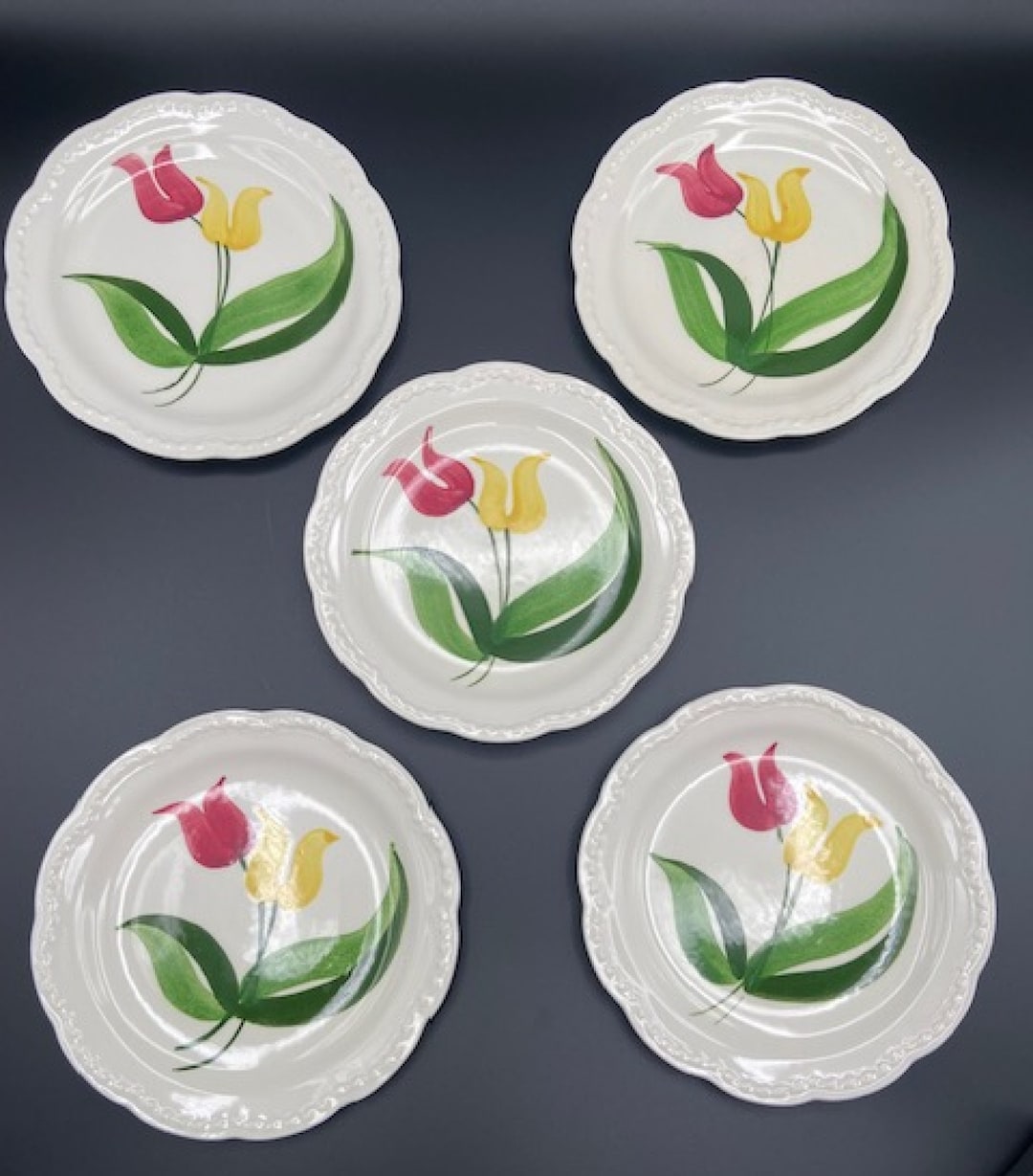 Vintage Tulip Time 1950's Dessert Plates Set of 5 Southern Potteries - Etsy