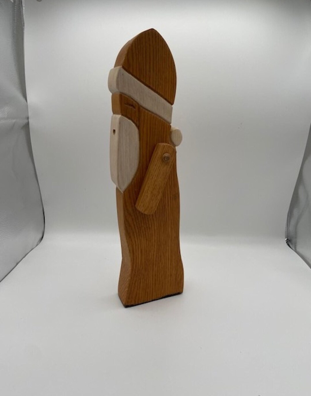 Vintage 1992 Primitive Santa Solid Wood Carved Arms Move Christmas ...