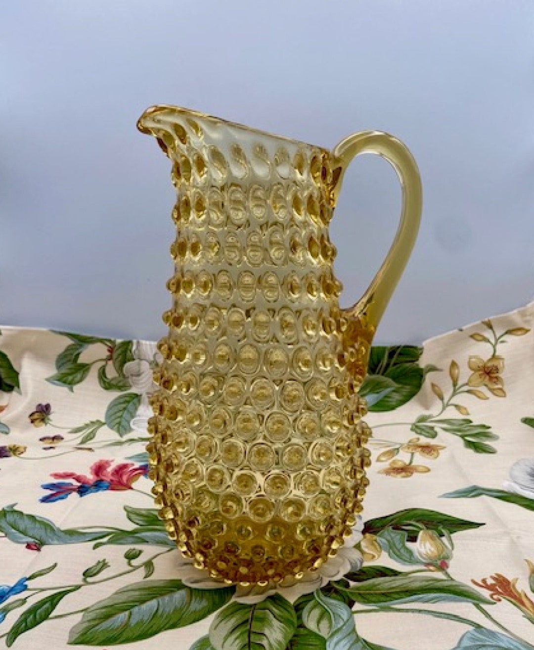 Vintage Empoli Italy Hand Blown Honey Gold Glass Hobnail Large Pitcher ...
