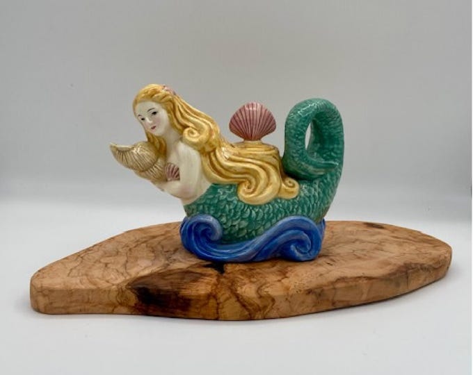 1994 Clay Art Hand-painted Mermaid San Francisco Made in Sri Lanka Tea ...
