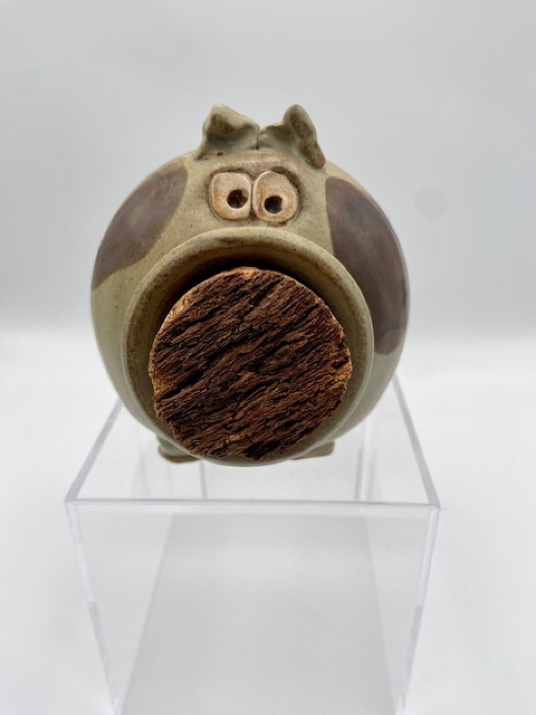 Vintage Stoneware Pottery Piggy Bank With Cork 1970's - Etsy