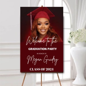 Maroon Welcome Sign Graduation Party - Etsy