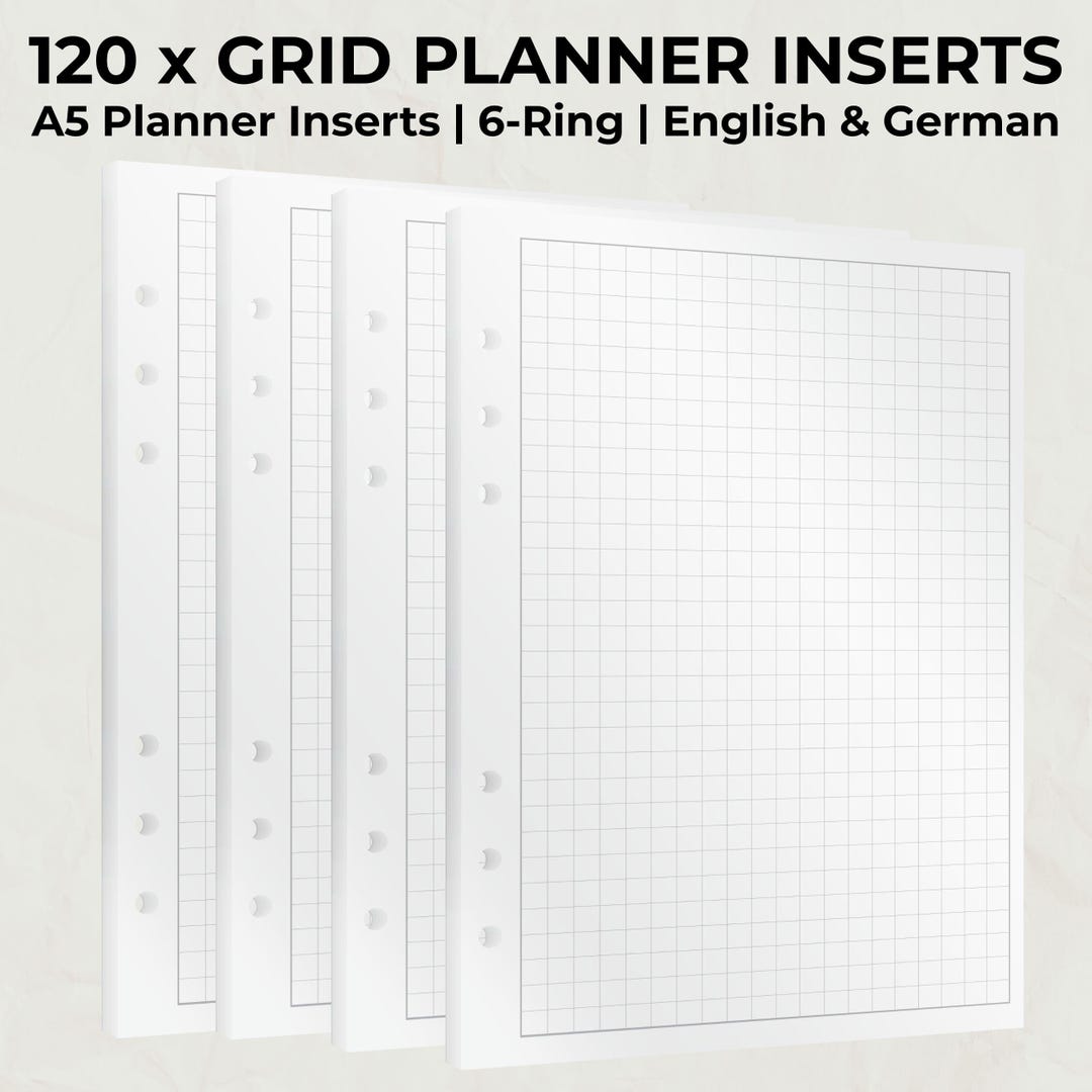Grid Paper Inserts – 120 A5 Sheets for Notes, Tables & Sketches ...