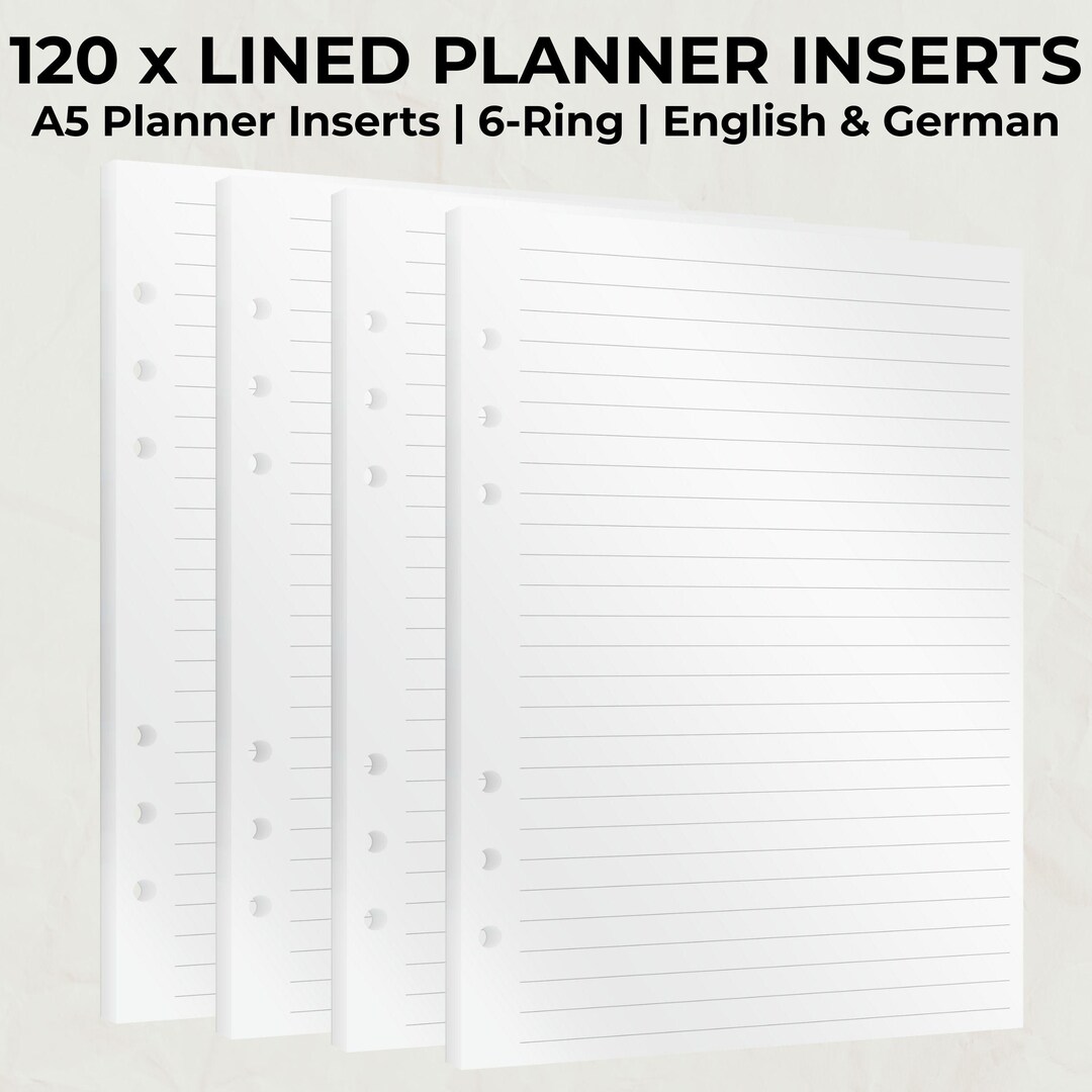Lined Paper Inserts – 120 A5 Sheets for Notes, Lists & Journaling ...