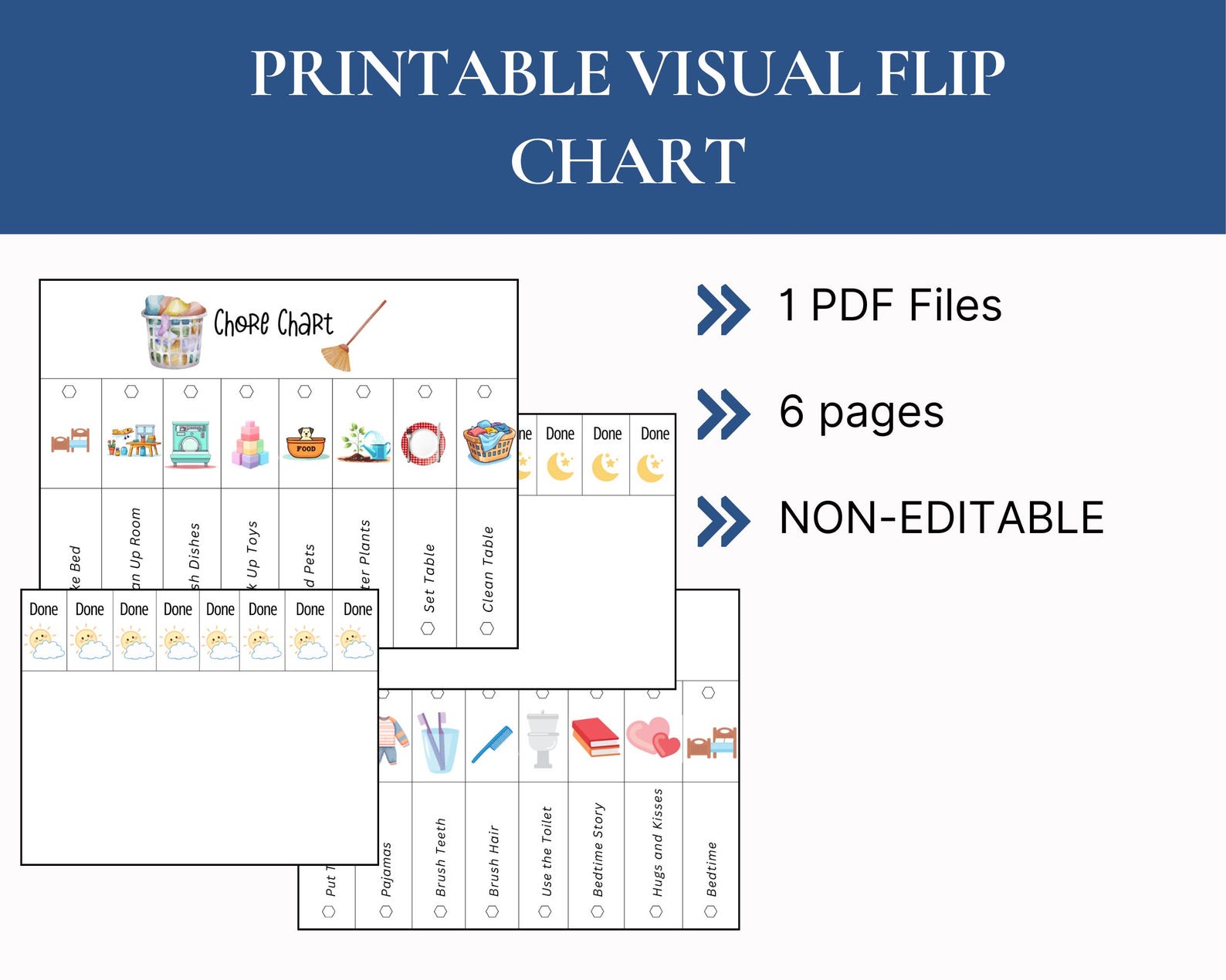 Kids Visual Schedule Flip Chart: Morning, Evening, Chores (digital ...