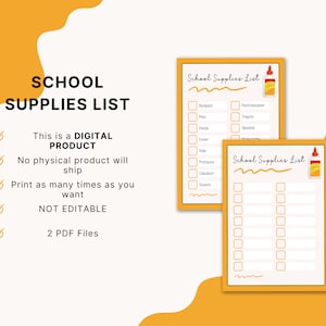 Printable Back to School Supply List: Blank & Pre-filled (PDF) - Etsy