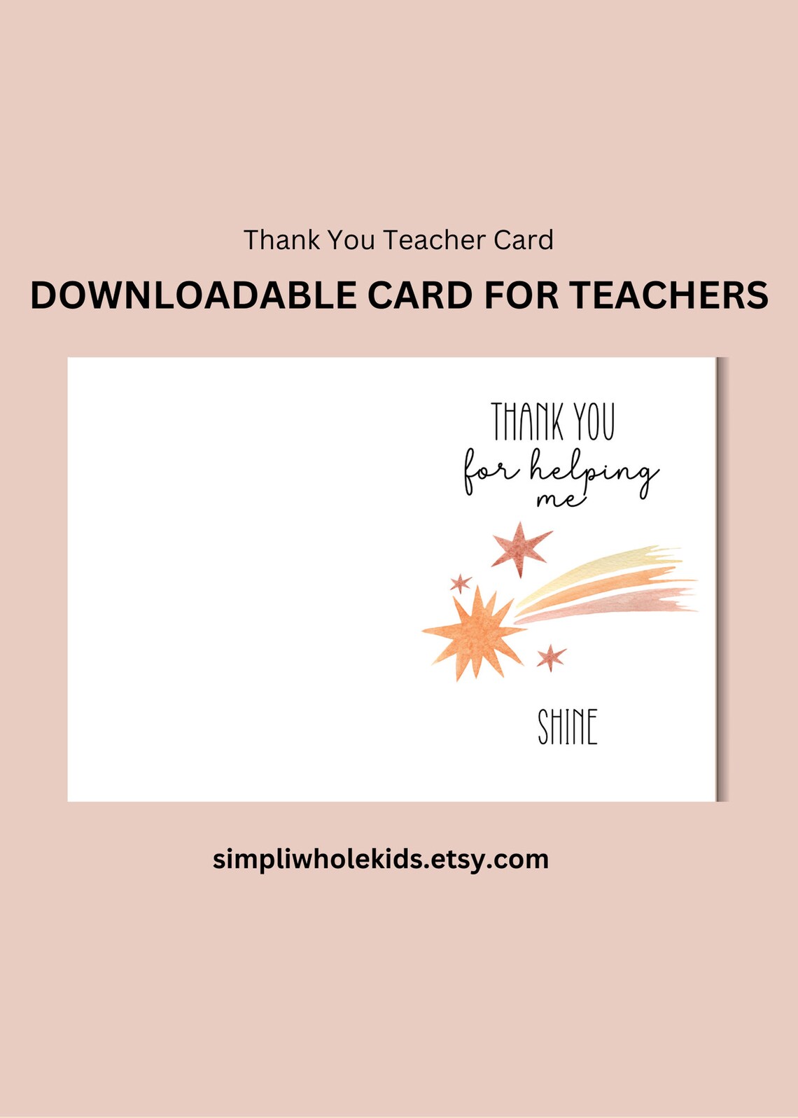 Teacher Thank You Card: Printable Digital Download - Etsy