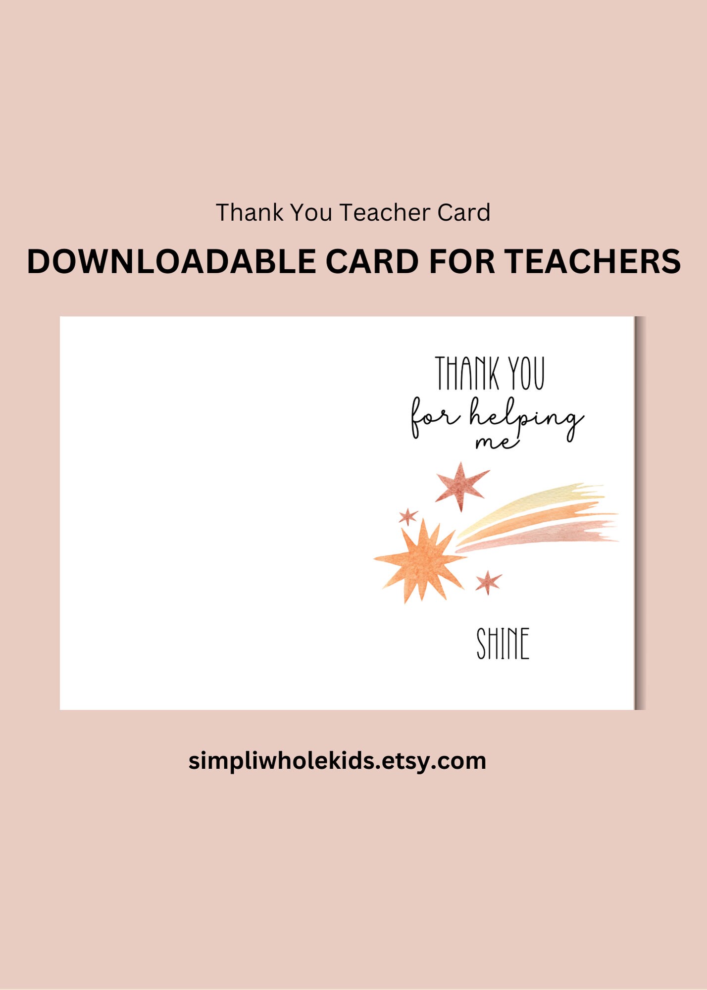Teacher Thank You Card: Printable Digital Download - Etsy
