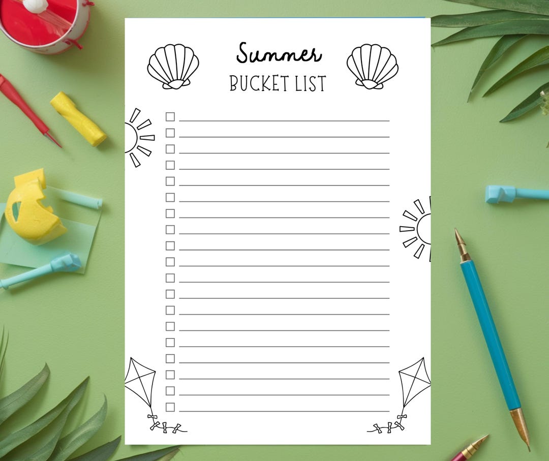 Summer Bucket List Printable, Summer Break Bucket List Template, Summer ...