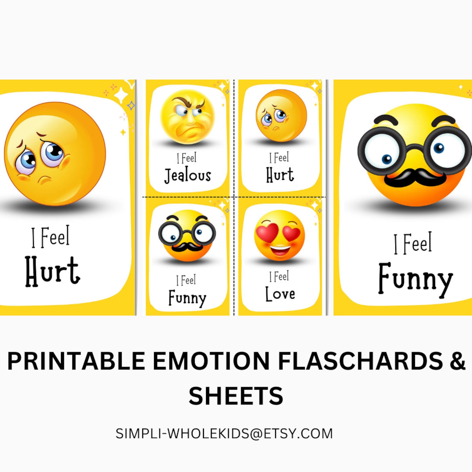 Emotions Flashcards, Printable Flashcards Emotions, Emoji Emotions ...