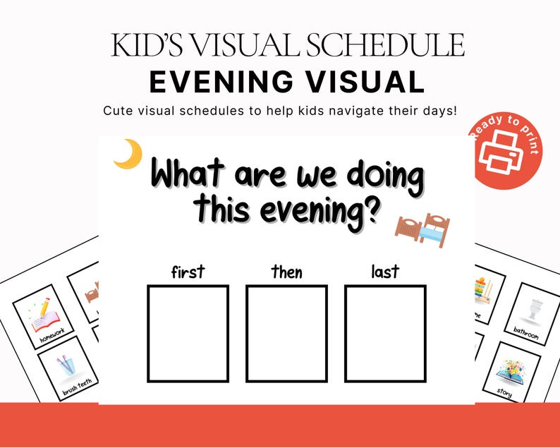 Kids Visual Schedule, First Then and Last Visual Schedule for Evening ...