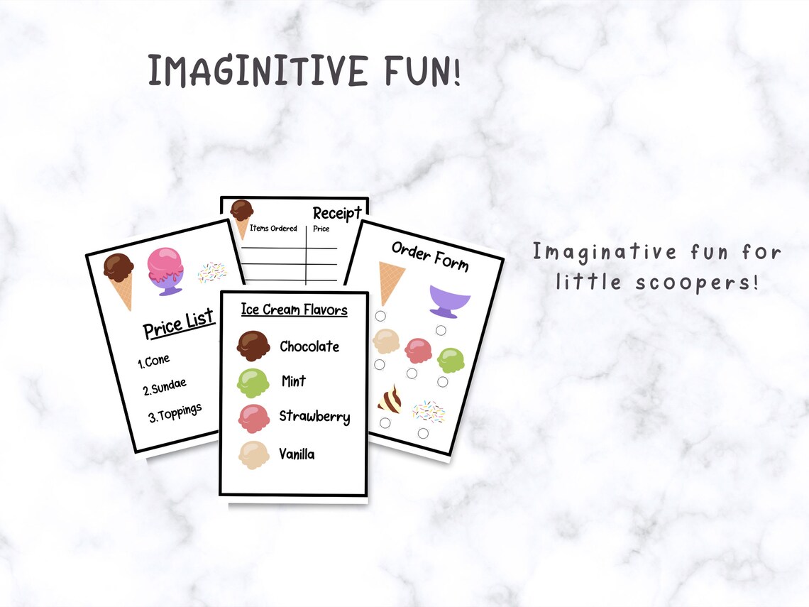 Pretend Play Ice Cream Parlor Printable Bundle With Shop Items and ...