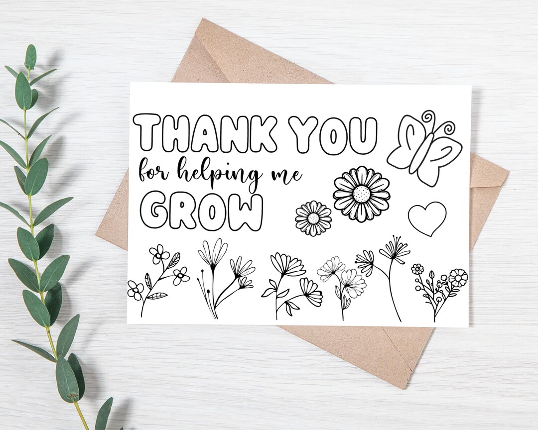 Teacher Appreciation Coloring Card: DIY Thank You Gift (PDF Download ...
