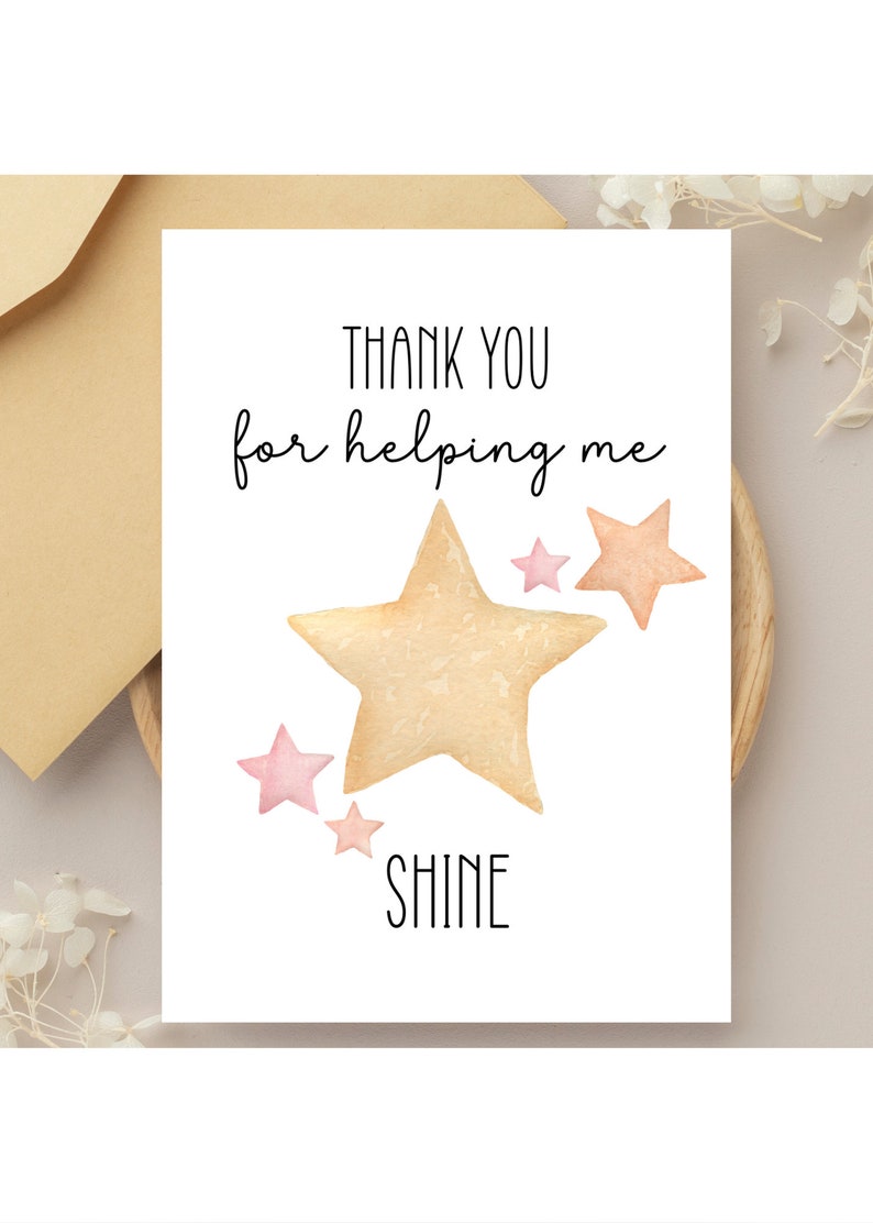 Teacher Thank You Card: Star Design (digital Download) - Etsy