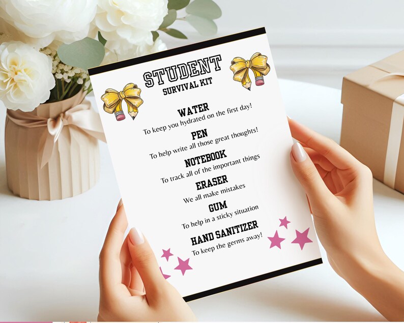 Back to School Survival Kit Printable: Student Gift Tags (PDF Download ...