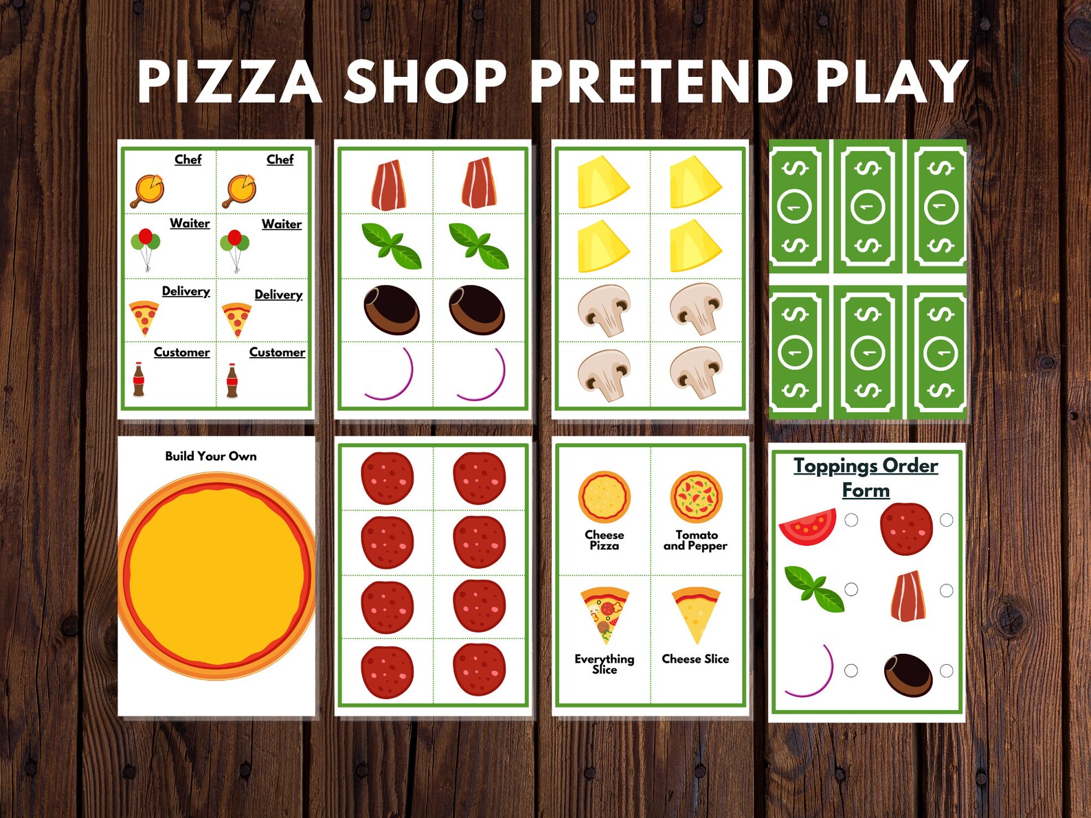 Pretend Play Pizza Shop Printables: Kids Dramatic Play (digital ...