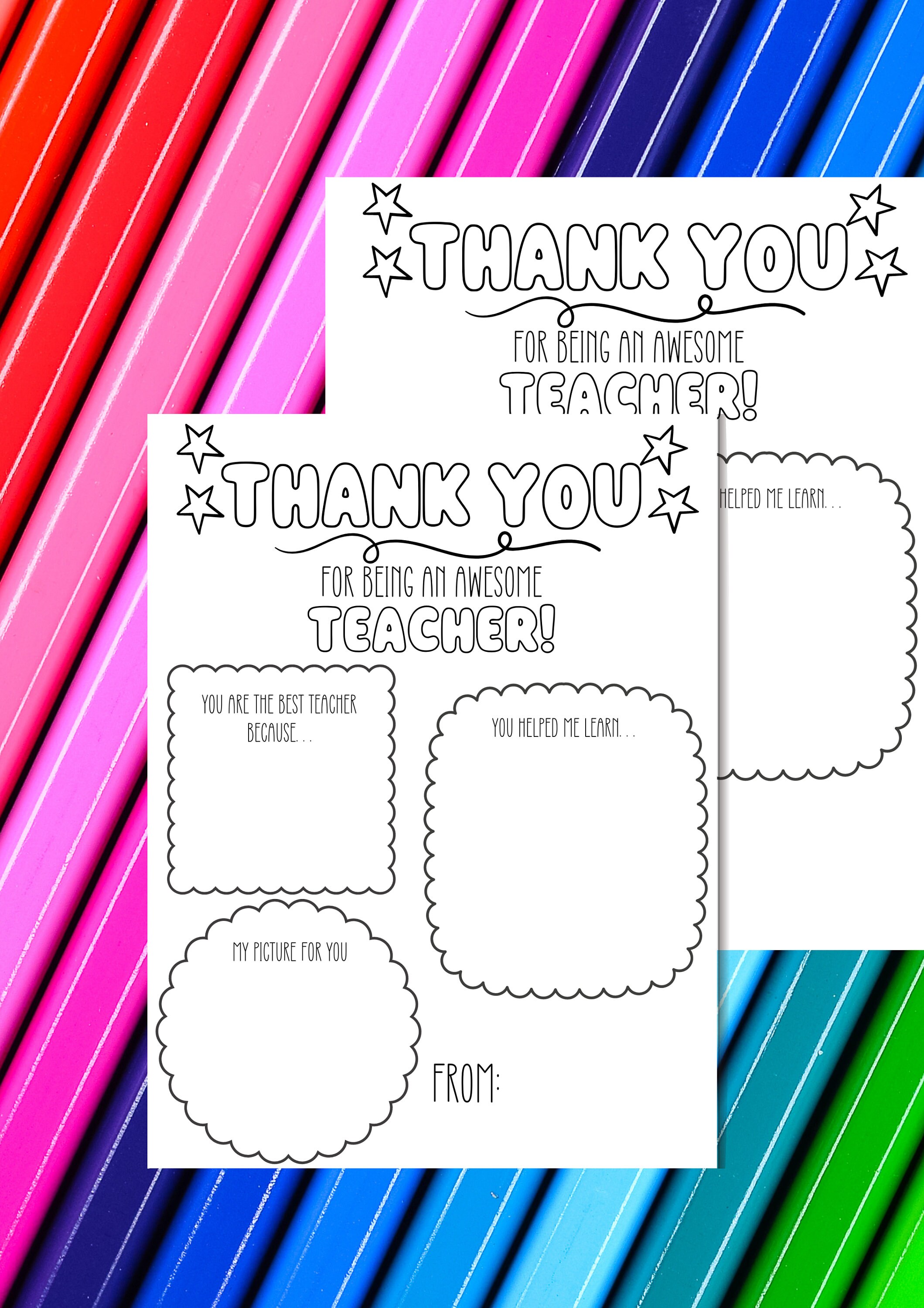 All About My Teacher, Downloadable Teacher Gift, Summer Teacher Gift ...