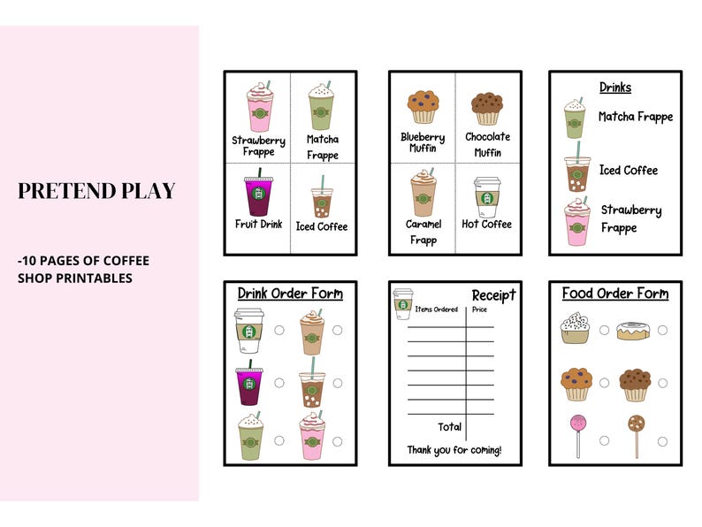 Whimsical Coffee Shop Pretend Play Set - Instant Download - Etsy