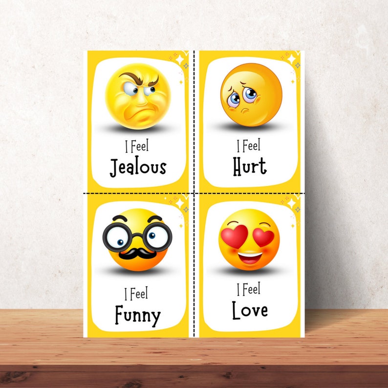 Emotions Flashcards, Printable Flashcards Emotions, Emoji Emotions, Emotional Emojis - Etsy