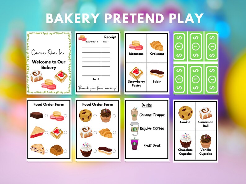 Pretend Play Printable, Play Store Printable, Bakery Pretend Shop, 8 ...