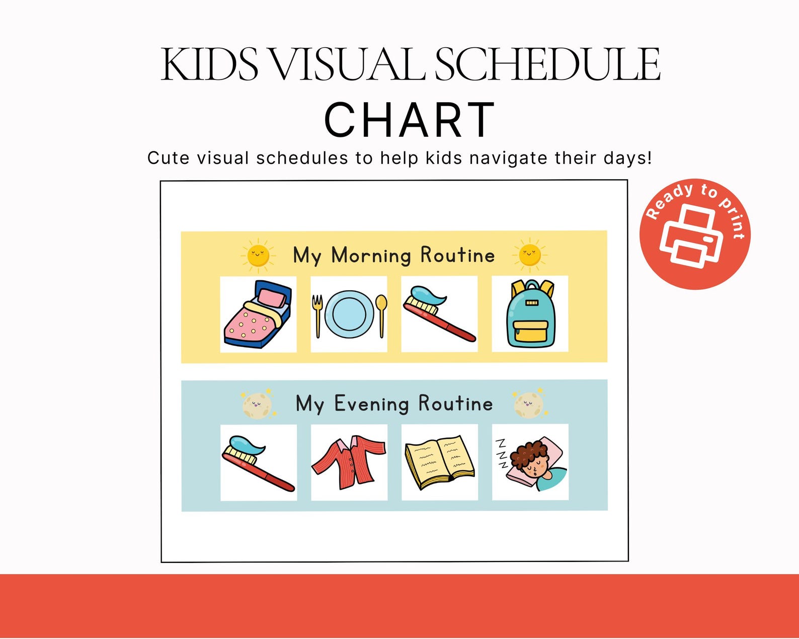 Kids Visual Schedule, Daily Routine Cards, Bedtime Routine, Morning ...