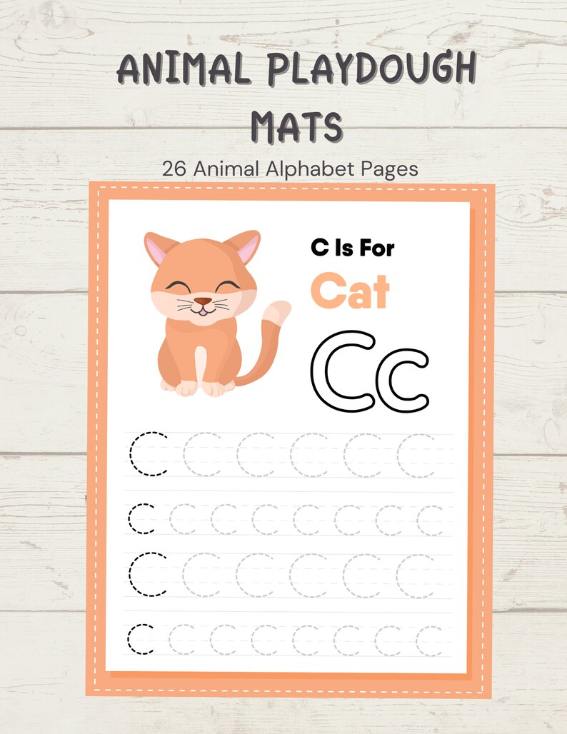 Educational Playdough Mat - Animal Alphabet, 26 Pages, Instant Download ...