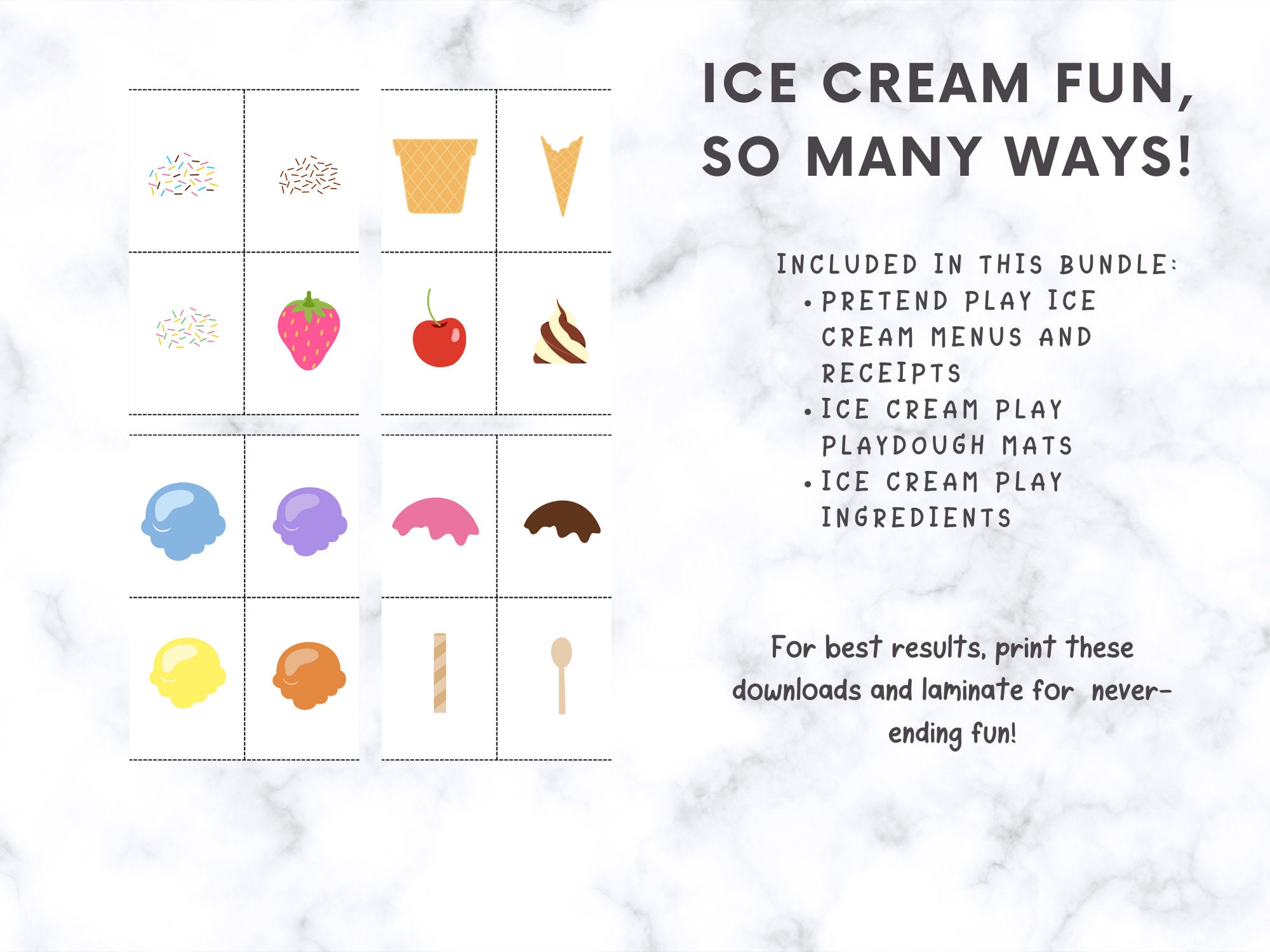 Ice Cream Shop Playdough Mats: Pretend Play Activity (digital Download ...