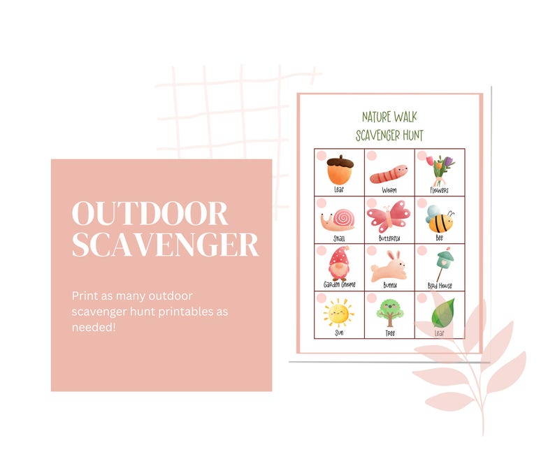 Nature Scavenger Hunt Printable: Outdoor Kids Activity (PDF) - Etsy