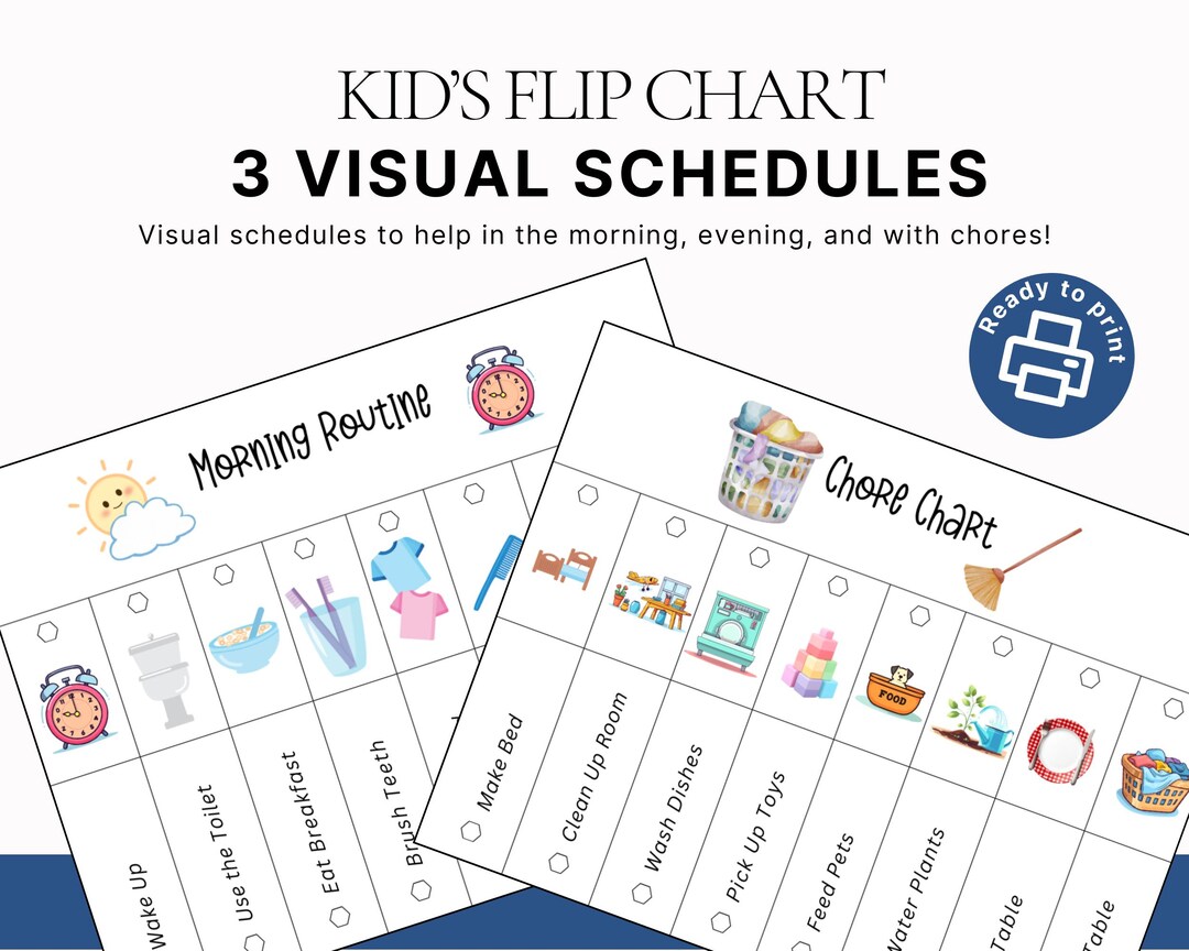 Kids Visual Schedule Flip Chart: Morning, Evening, Chores (digital ...