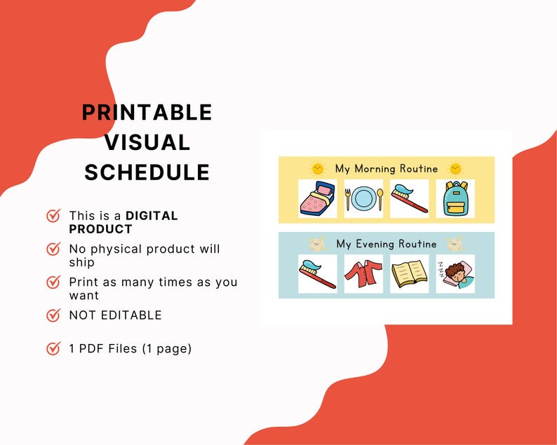 Kids Visual Schedule, Daily Routine Cards, Bedtime Routine, Morning ...