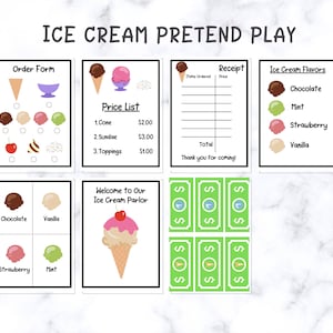 Pretend Play Ice Cream Parlor Printable Bundle With Shop Items and ...