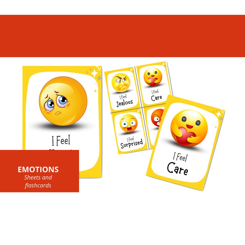 Emotions Flashcards, Printable Flashcards Emotions, Emoji Emotions, Emotional Emojis - Etsy