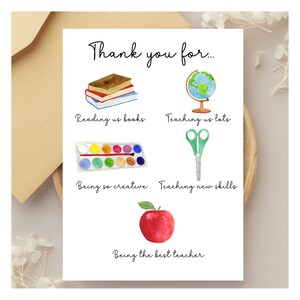 Downloadable Teacher Gift, Teacher Thank You Card, Digital Download ...