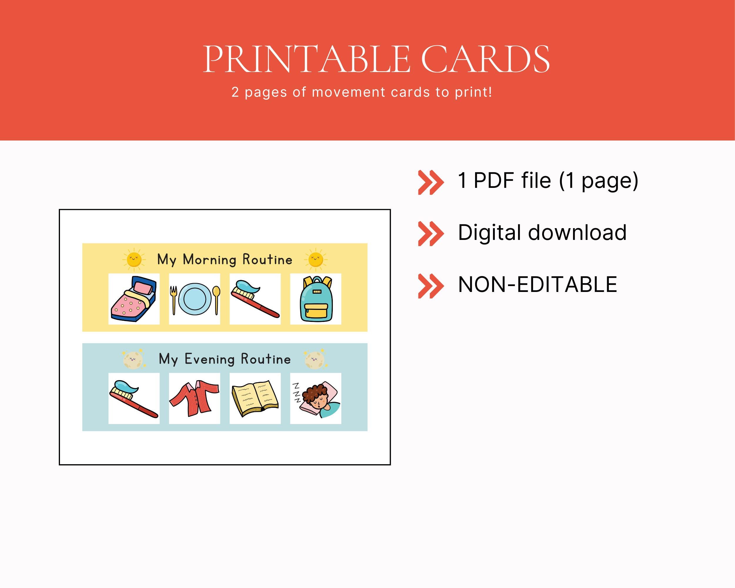 Kids Visual Schedule, Daily Routine Cards, Bedtime Routine, Morning ...