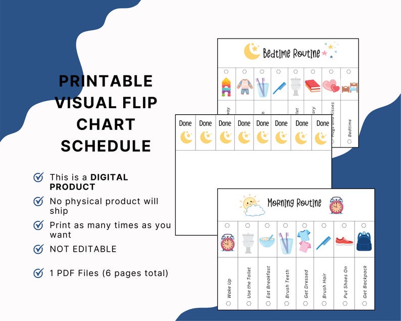 Kids Visual Schedule Flip Chart: Morning, Evening, Chores (digital ...