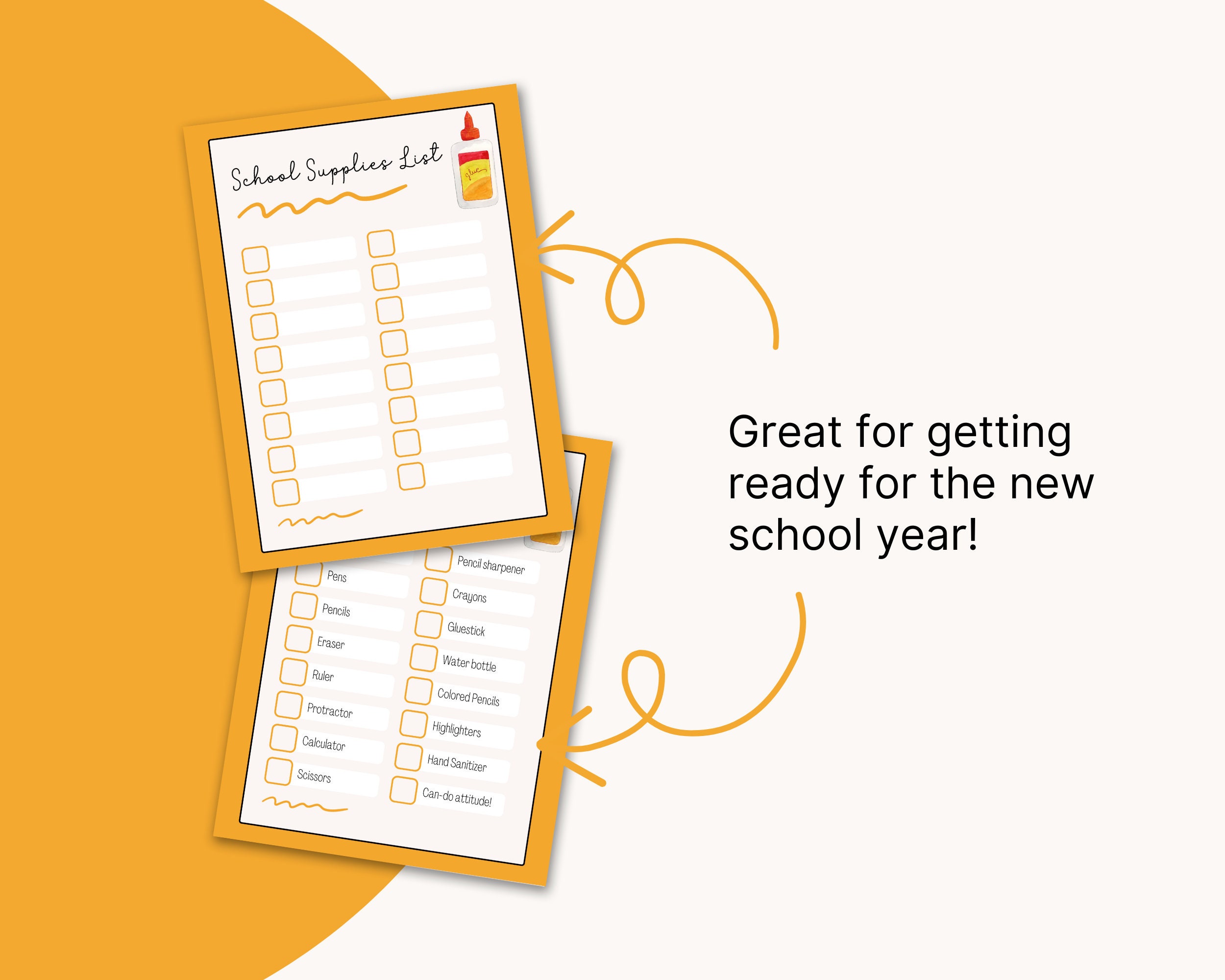 Printable Back to School Supply List: Blank & Pre-filled (PDF) - Etsy