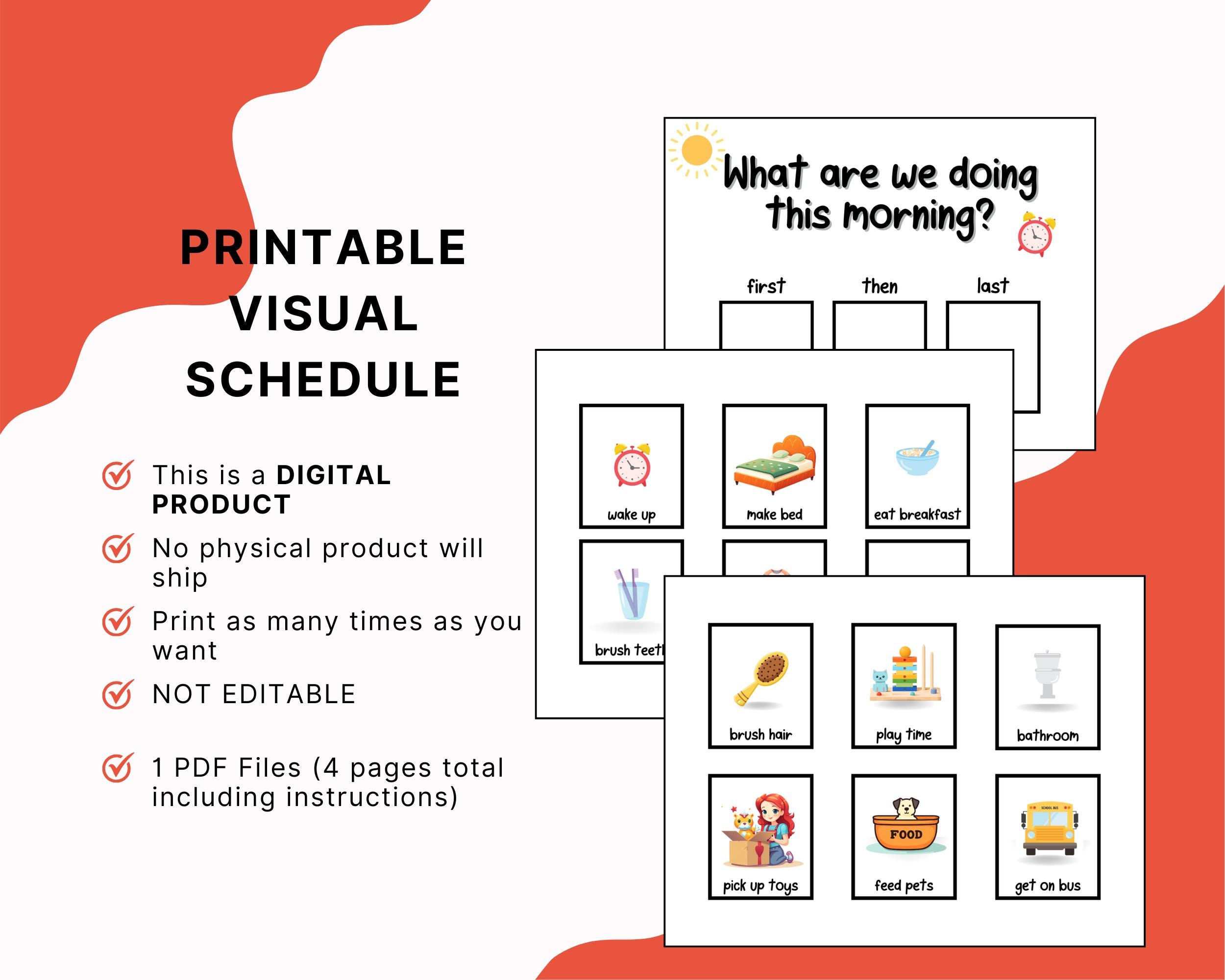Kids Morning Routine Visual Schedule: First, Then, Last (digital ...
