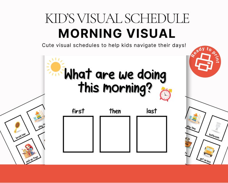 Kids Morning Routine Visual Schedule: First, Then, Last (digital ...