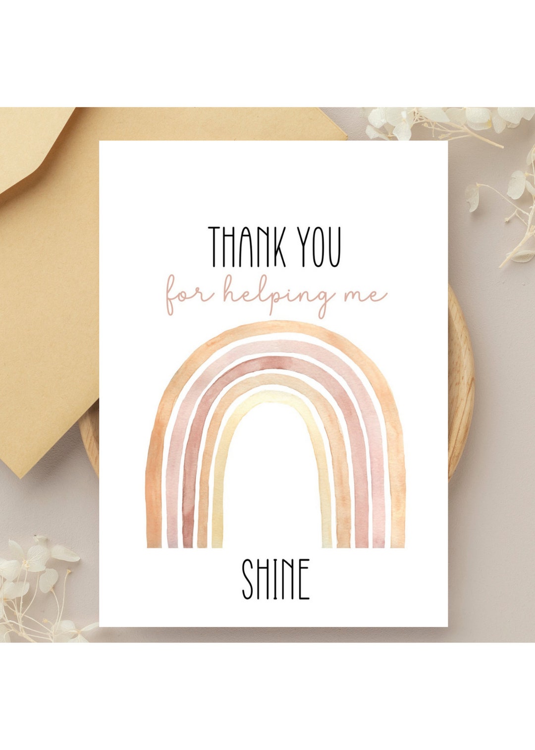 Teacher Thank You Card: Rainbow Printable Gift (digital Download) - Etsy