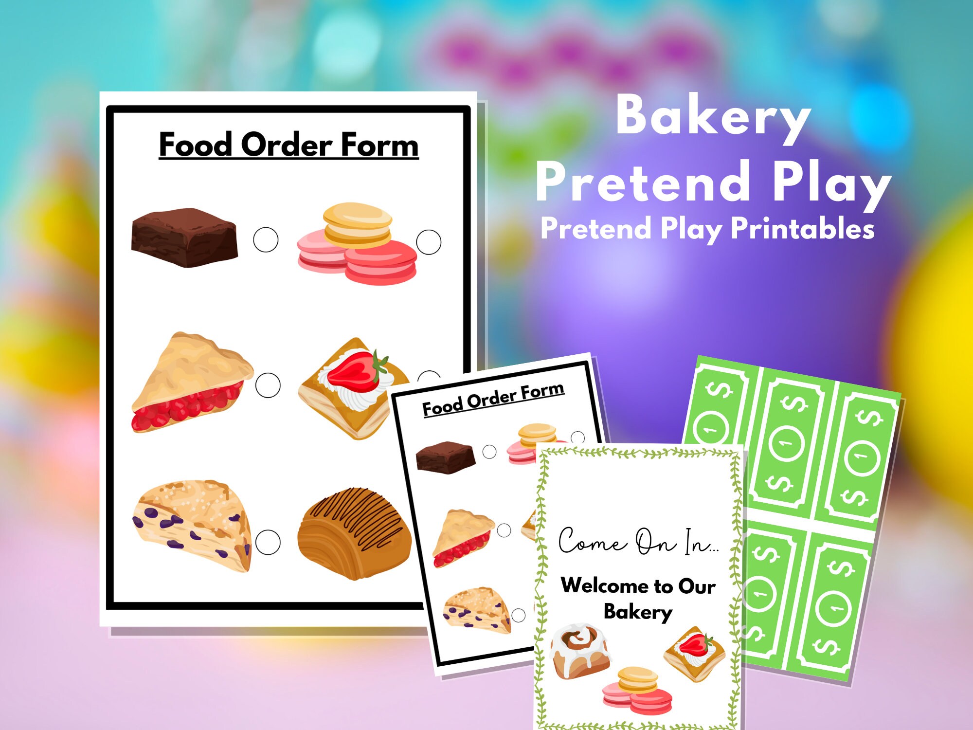 Pretend Play Printable, Play Store Printable, Bakery Pretend Shop, 8 ...