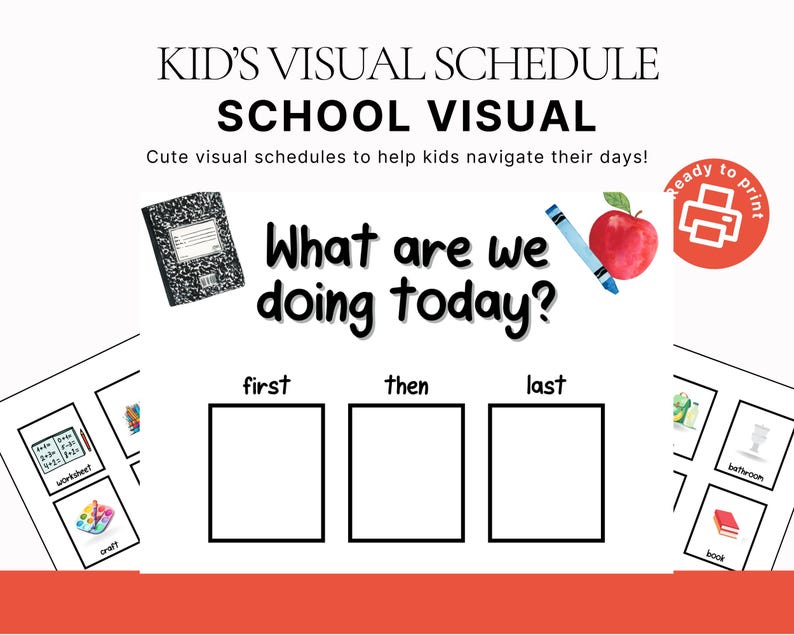 Kids Visual Schedule: First, Then, Last - School Day Routine (digital ...