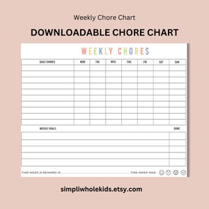 Kids Weekly Chore Chart: Printable Routine, Customizable (digital ...
