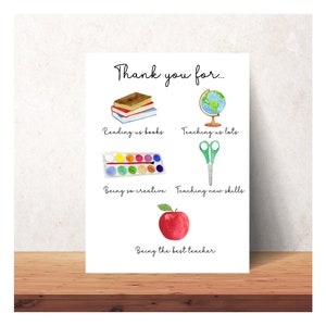 Downloadable Teacher Gift, Teacher Thank You Card, Digital Download ...