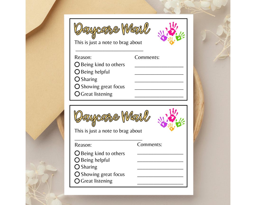 Daycare Teacher Notes: Printable Daycare Report Brag (PDF Download) - Etsy